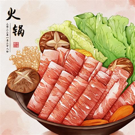 Ipad水彩手绘美食 火锅
