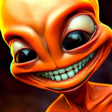 Premium Ai Image Alien Orange Face Smiling