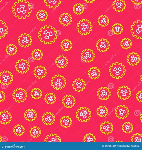 Line Radioactive Icon Isolated Seamless Pattern On Red Background