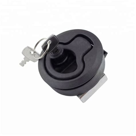 1pcs 2 Abs Plastic Black Round Hatch Latches Locks Slam Latch With Key