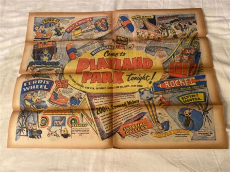 Vintage Playland Park Paper Map San Antonio Texas 4592743956