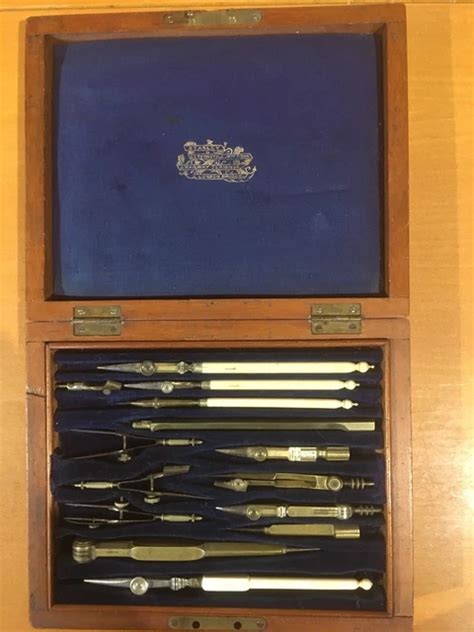 Antique Set Of Two Layers Of Stanley Drawing Instruments In A Mahogany Case £6500 Picclick Uk