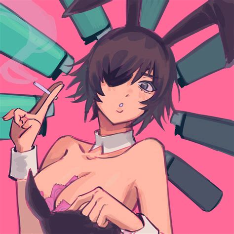 Rule 34 And Kiss Them Too Black Hair Breasts Bunny Ears Bunnysuit Chainsaw Man Cigarette