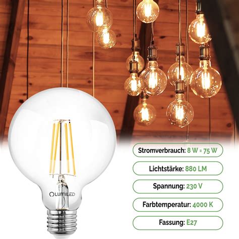 Lumiled 3x E27 Led Lampen G95 Globe Matt 8w Kauflandde