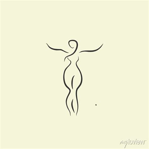 Female Shape Nude Body Icon Line Illustration Vector Logo Design