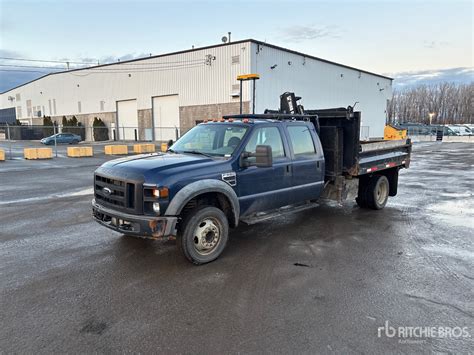 Hiab 033t Knuckle Boom On 2008 Ford F 550 Xl 4x2 Crew Cab Flatbed Dump