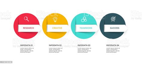 비즈니스 데이터 시각화 프로세스 차트 그래프의 요소 4 단계 옵션 부품 또는 프로세스와 다이어그램 0명에 대한 스톡 벡터 아트