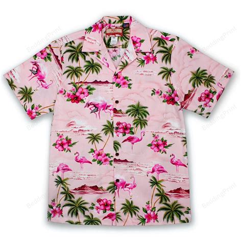 Pink Flamingo Mens Hawaiian Aloha Shirt In Pink Design Trend