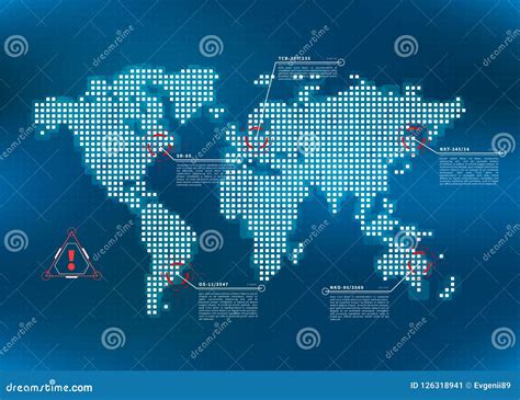 Bright Futuristic World Map With Charts Modern Concept On Blue Stock Vector Illustration Of