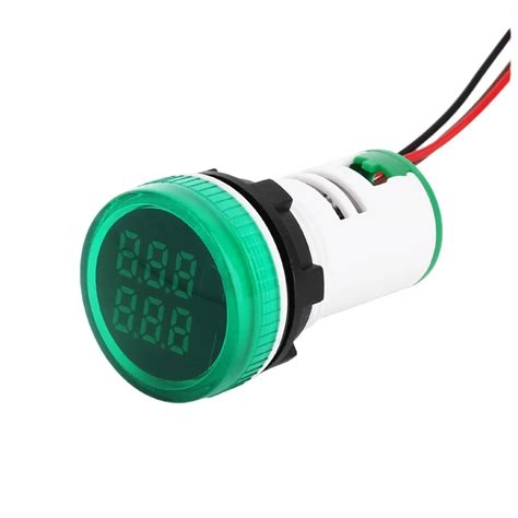 Round Voltage Current Indicator 22mm Green Flux Electronix
