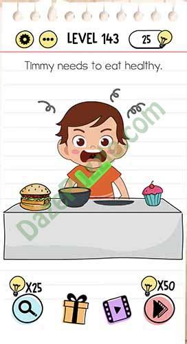 Brain Test Level 143 Timmy Needs To Eat Healthy