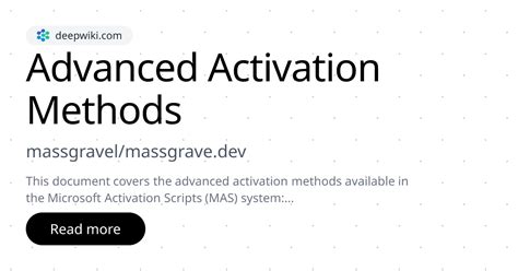 Advanced Activation Methods Massgravelmassgravedev Deepwiki