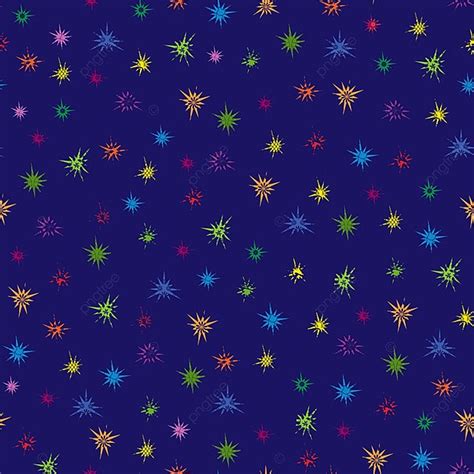 Multicolour Ornamental Stars Seamless Pattern With Blue Background With Lace Drawing