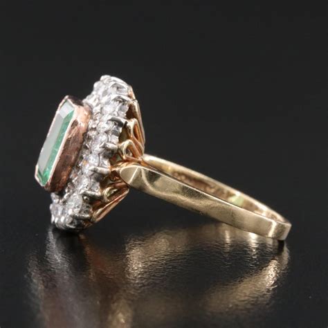 Vintage 10k And 14k 257 Ct Emerald And Diamond Ring Ebth
