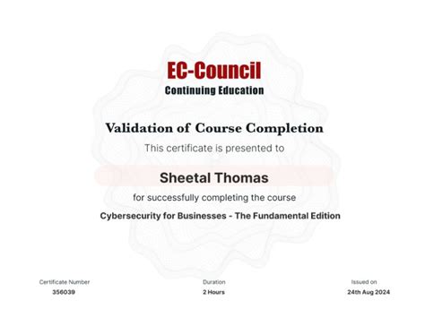 Sheetal Thomas On Linkedin Cybersecurity Businesssecurity Techskills Learningjourney Eccouncil