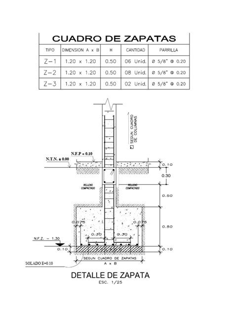 Plano De Detalle De Zapatas 2 Pdf