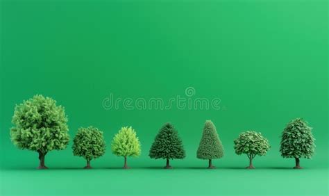 Diverse Tree Types Showcasing Various Shades Of Green Sizes And Shapes Arrangement From Left Diverse Tree Types Showcasing Various Shades Of Green Sizes And Shapes Arrangement From Left