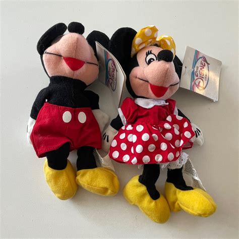 Vintage 90s Disney Store Mickey And Minnie Mouse Classic Mini Bean Plush Set For Sale Justdisney