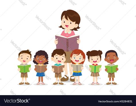 Glückliche Lehrer Clipart Glückliche Süße Kleine Kinder Jungen Und