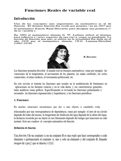 Funciones Reales De Variable Real Pdf Función Matemáticas Variable Matemáticas