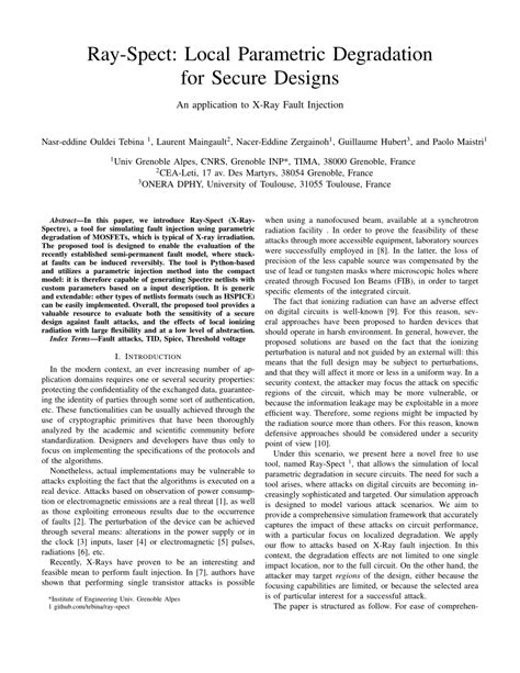 Pdf Ray Spect Local Parametric Degradation For Secure Designs