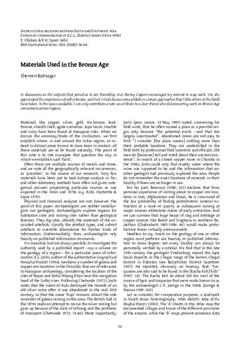 Pdf 9 Shereen Ratnagar Materials Used In The Bronze Age
