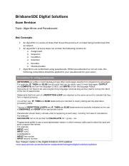 1 Algorithms And Pseudocode 1 1 Docx BrisbaneSDE Digital Solutions Exam Revision Topic