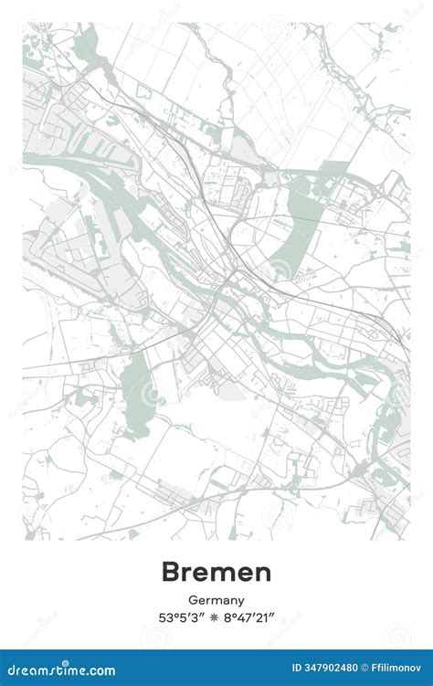 Bremen Germany Vector Map Of City In Pastel Gray White Green