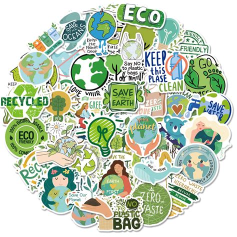 Top Keivon Earth Stickers 50pcs Nature Stickers Cute Aesthetic Waterproof Vinyl