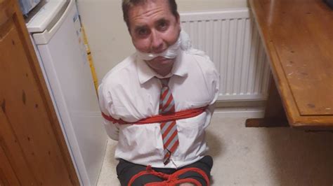 Miss M Keeps A Tightly Bound And Gagged Man Wearing Adult School