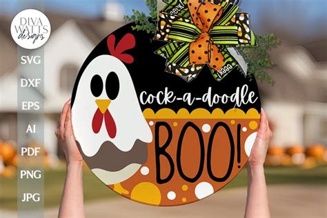 Cock A Doodle Boo Svg Halloween Chicken Svg Halloween Door