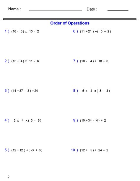 Pemdas Problems Order Of Operations Worksheets Basic With