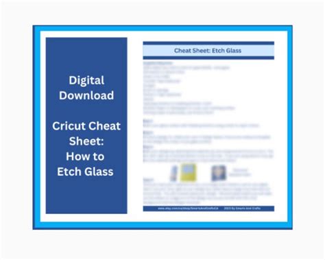 Cricut Cheat Sheet Glass Etching Beginner Guide With Step By Step