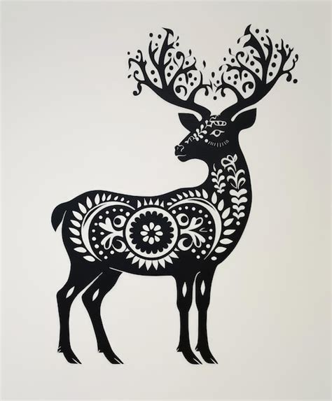 Deer Wall Decal In Folk Style Premium Ai Generated Image