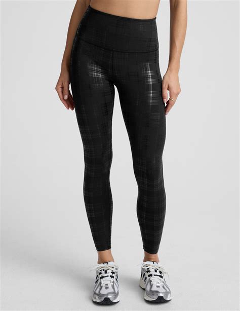 Plaid Foil Black High Waisted Midi Legging Beyond Yoga
