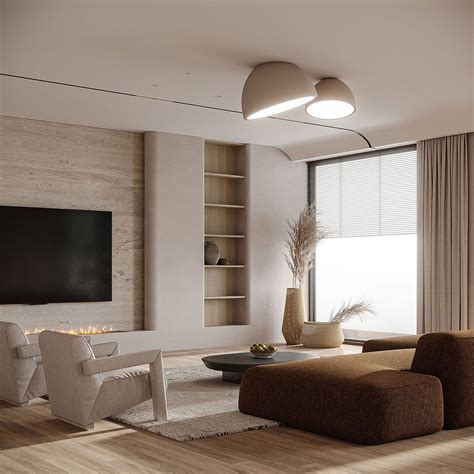 Warm Modern Living Room With Creative Color Scheme Illuminazione