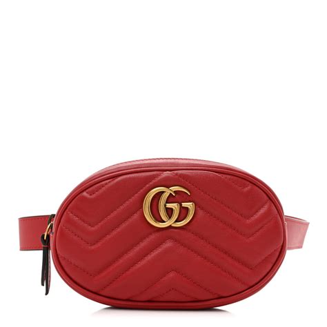 Gucci Calfskin Matelasse Gg Marmont Belt Bag 95 38 Hibiscus Red 1434361