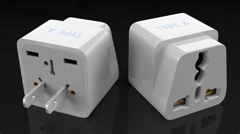 Type A Plug Adapter White 3d Model 24 3ds Blend C4d Fbx Max Ma