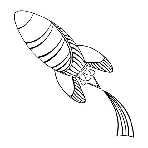 Rocket Ship Black Outline