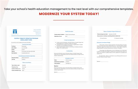 School Tobacco Cessation Program Enrollment Form Template In Word Pdf