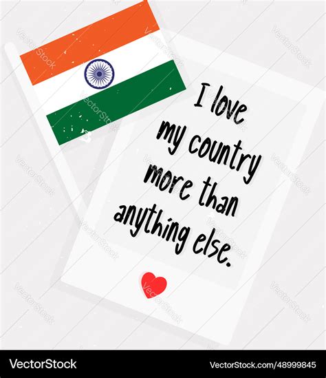 India Flag I Love My Country Quote Royalty Free Vector