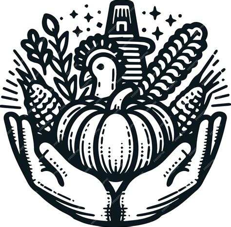 Iconic Thanksgiving Logo Icon Black Filled Silhouette Vector On