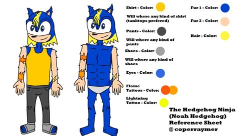 Hedgehog Ninja Noah Reference Sheet — Weasyl
