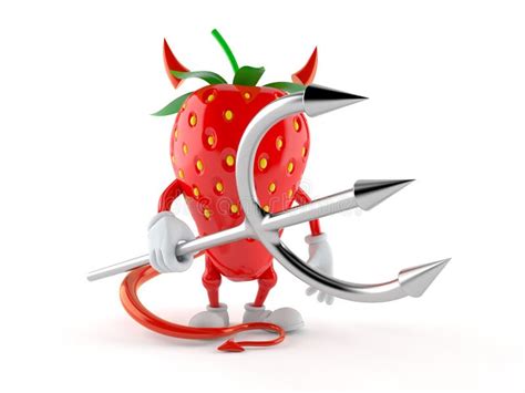 Strawberry Character With Devil Horns And Pitchfork Stock Illustration Illustration Of Toon