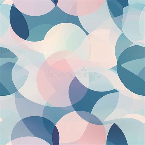 Abstract Seamless Pattern With Overlapping Translucent Circles In Soft Gradient Tones Of Blue