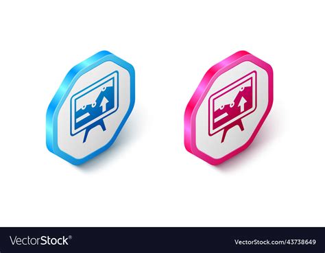Isometric Computer Monitor With Graph Chart Icon Vector Image