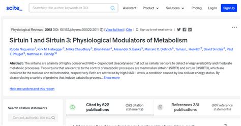 Sirtuin 1 And Sirtuin 3 Physiological Modulators Of Metabolism