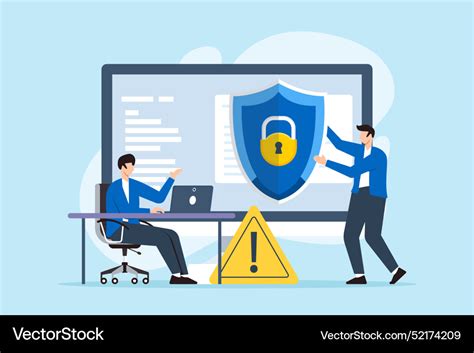 Flat Of Two Men Shielding Computer From Data Vector Image