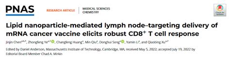 The Review Of Lipid Nanoparticle Mediated Lymph Node Targeting Delivery Of Mrna Cancer Vaccine