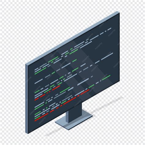 Premium Vector Isometric Monitor With Program Code On Screen